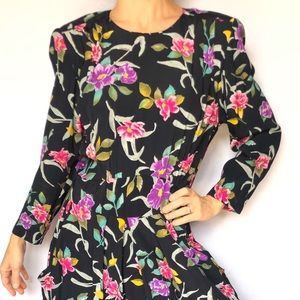 karin stevens | Dresses | Vintage Karin Stevens Dark Floral Midi Dress ...